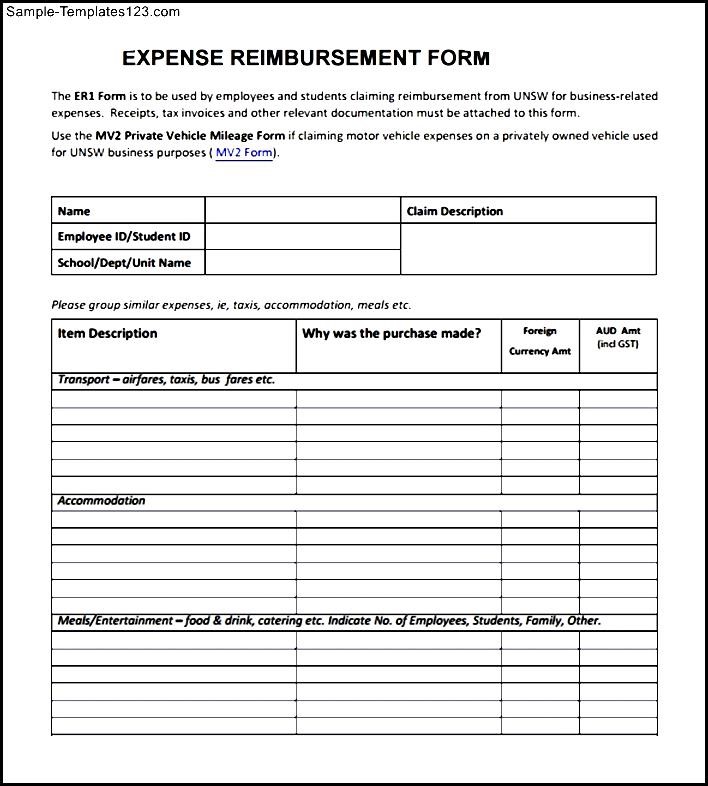 Employee Expense Reimbursement Form Template Master Template Employee Expense Reimbursement Form Template Master Template
