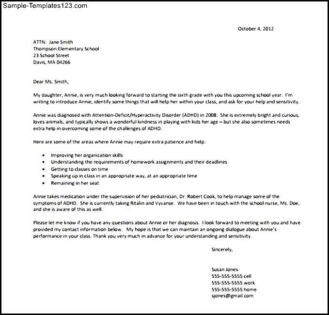 Letter To Class Teacher From Parents PDF Download Sample Templates