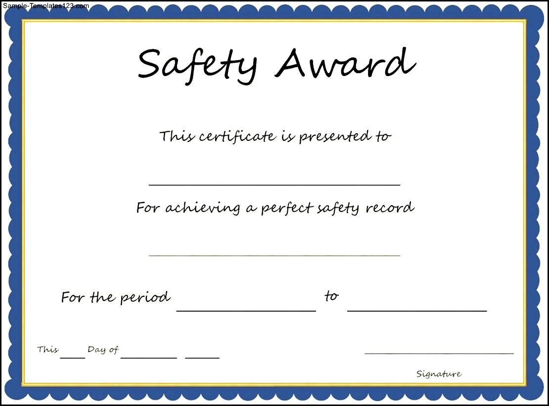 Safety Award Certificate Template Sample Templates Sample Templates Safety Award Certificate Template Sample Templates Sample Templates