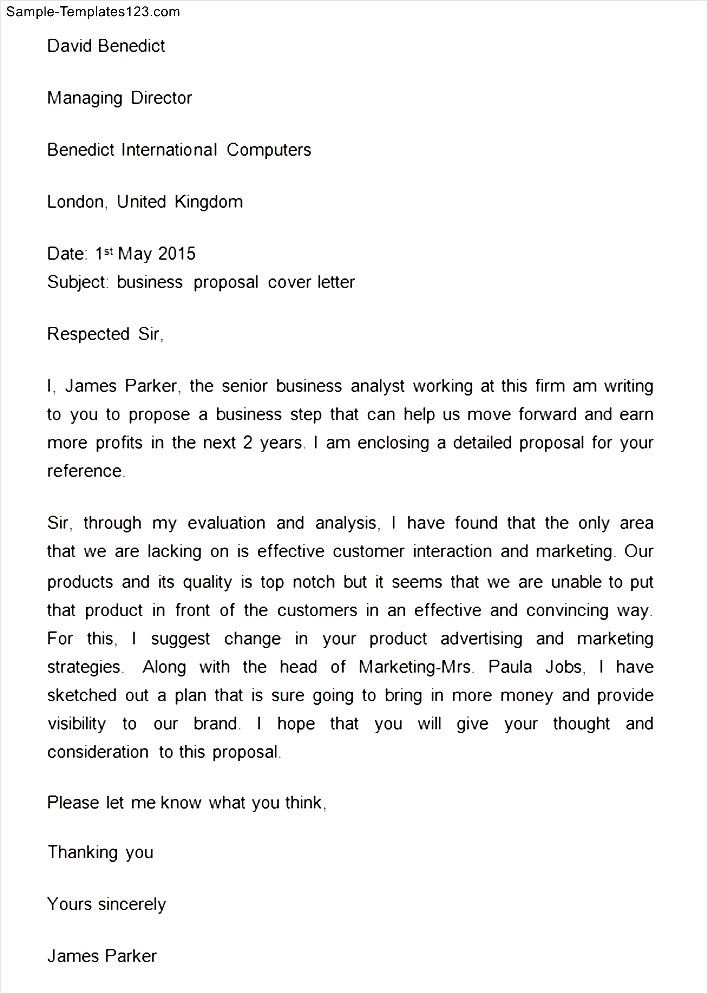 Sample Business Proposal Cover Letter Sample Templates Sample Templates