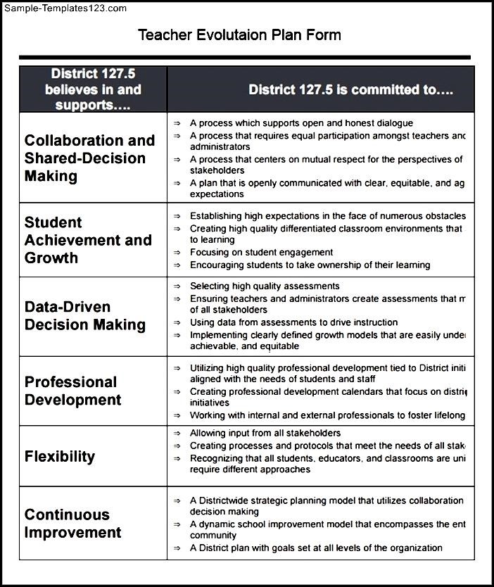 Teacher Evaluation Plan Form Sample Templates Teacher Evaluation Plan Form Sample Templates