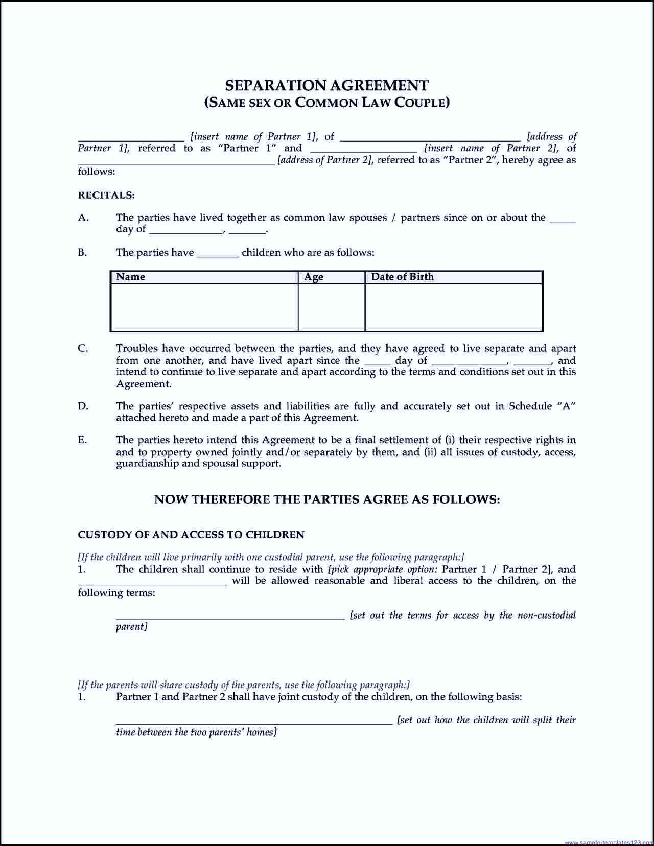 Company Employment Separation Agreement Template Sample Templates Company Employment Separation Agreement Template Sample Templates