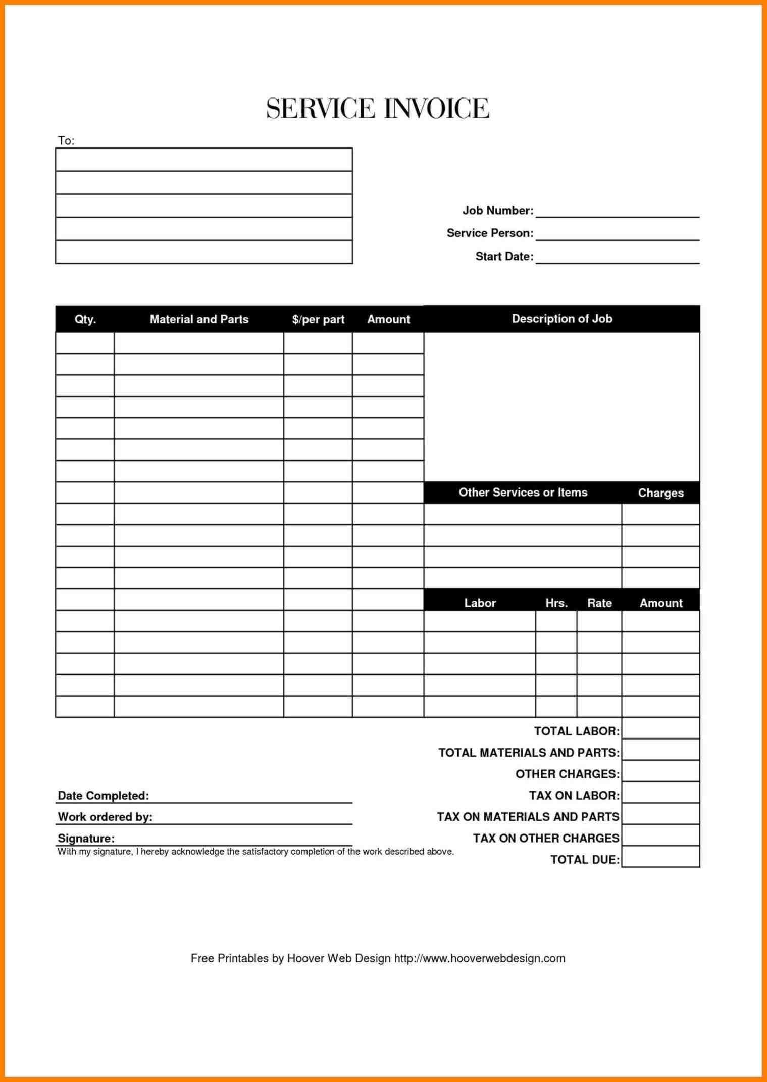 Sample Payment Invoice Template
